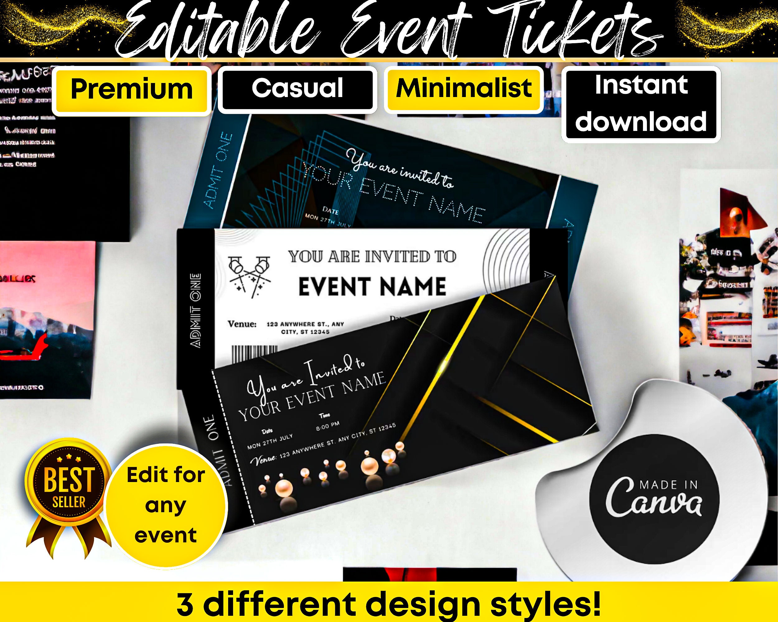 Event Ticket Template EDITABLE Event DIY Printable Ticket Any Occasion ...