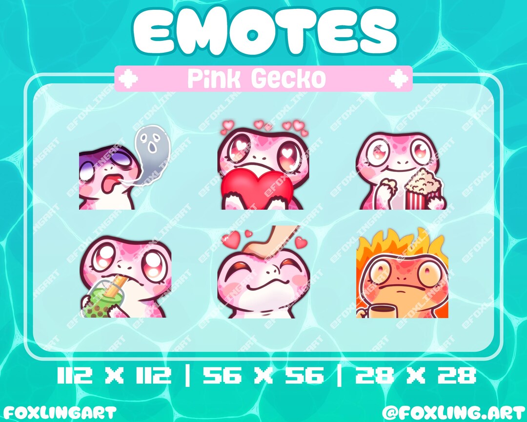 Pink Leopard Gecko Emotes - Twitch, KICK, Youtube, Discord - Etsy