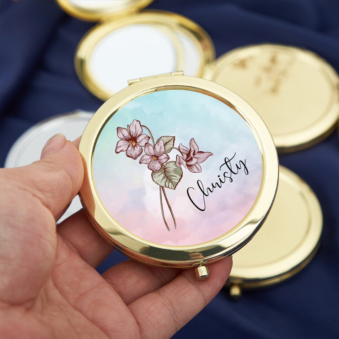 Personalized Birth Flower Mirrors Custom Floral & Name - Etsy