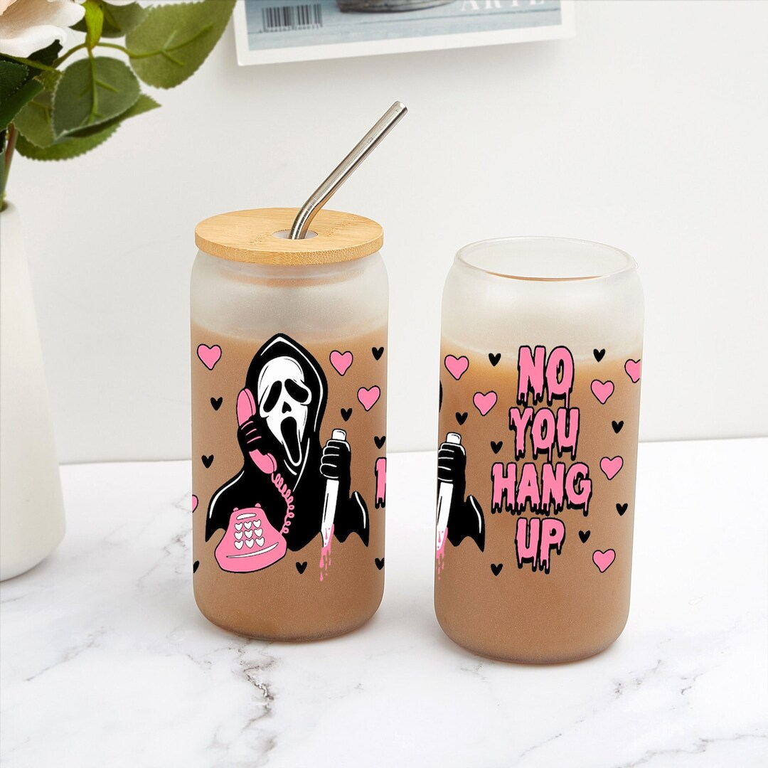Scream Iced Coffee Glass Cup, Halloween Movie Character Cup, No You ...