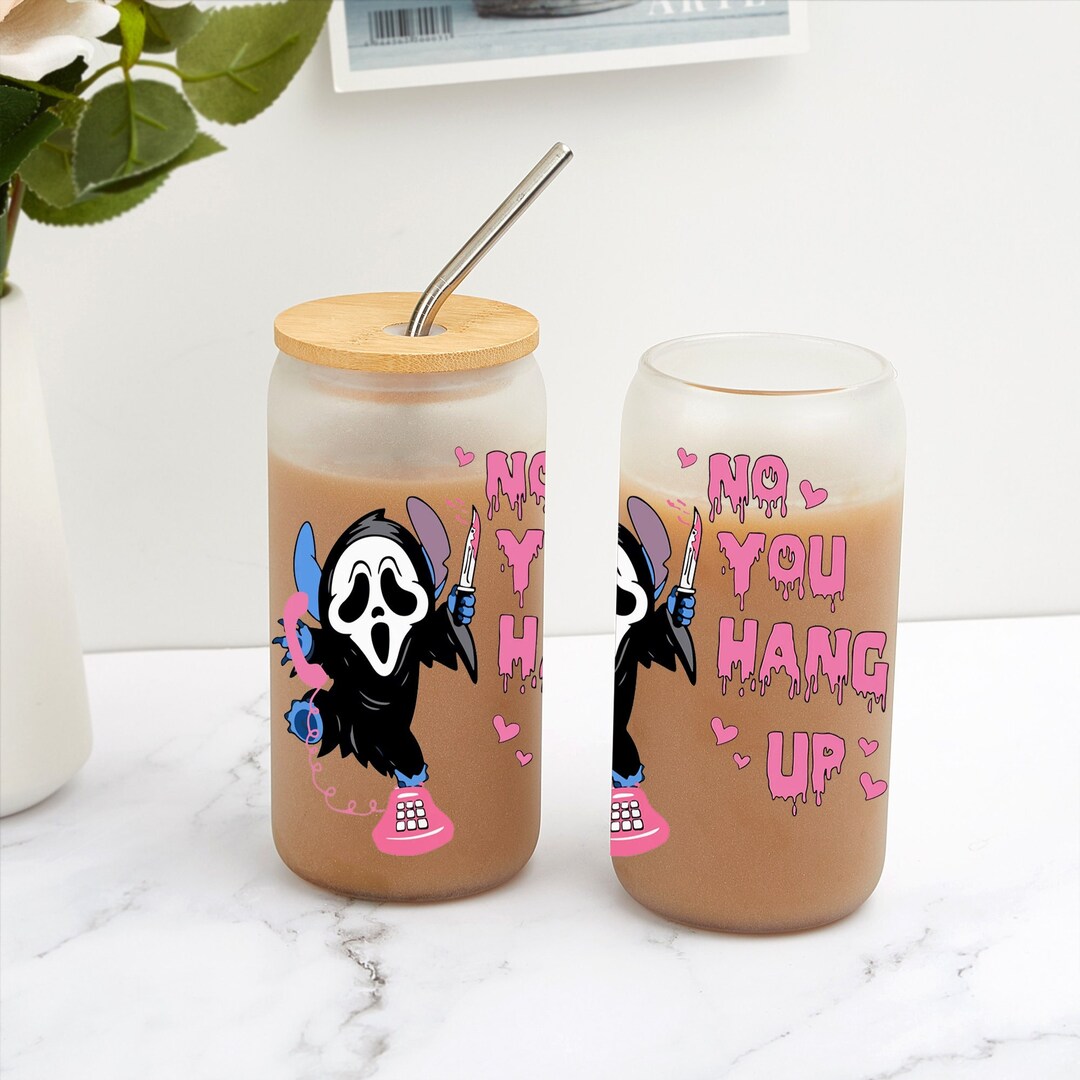 Scream Iced Coffee Glass Cup Halloween Stitch Scream Cup No - Etsy