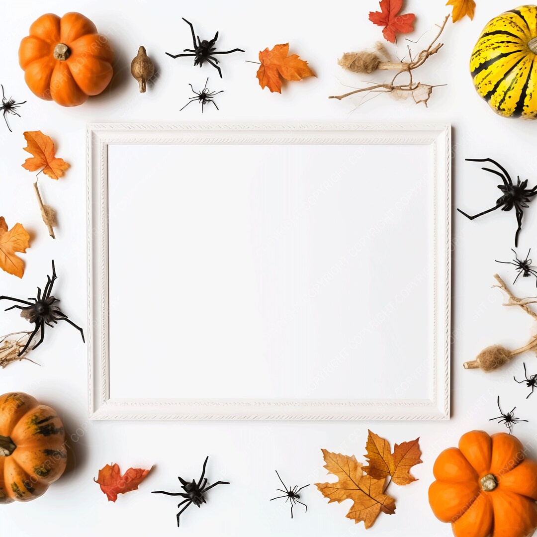 Digital Frame Mockup, Horizontal Frame, Fall Theme, Thanksgiving Frame ...