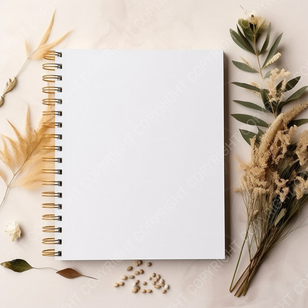 Minimalist Journal Mockup, Spiral Notebook Mockup, Boho Notebook Mock ...