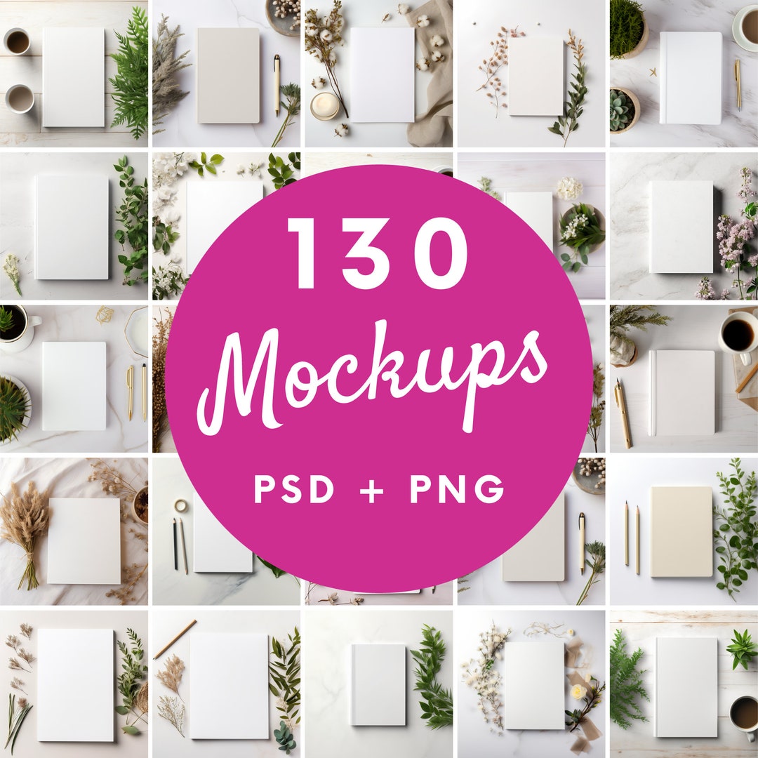 Minimalist Notebook Mockup Bundle - Blank Canvas Notepad Cover Template ...