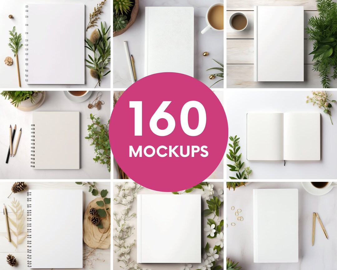 Minimalist Notebook Mockup Bundle - Blank Canvas Notepad Cover Template ...