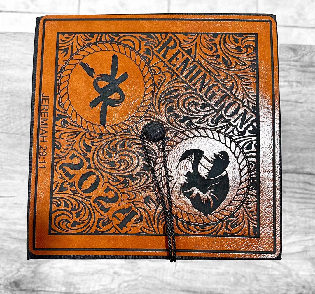 Custom Engraved Grad Cap Topper, Laser Cut Raw Vegan Leather ...
