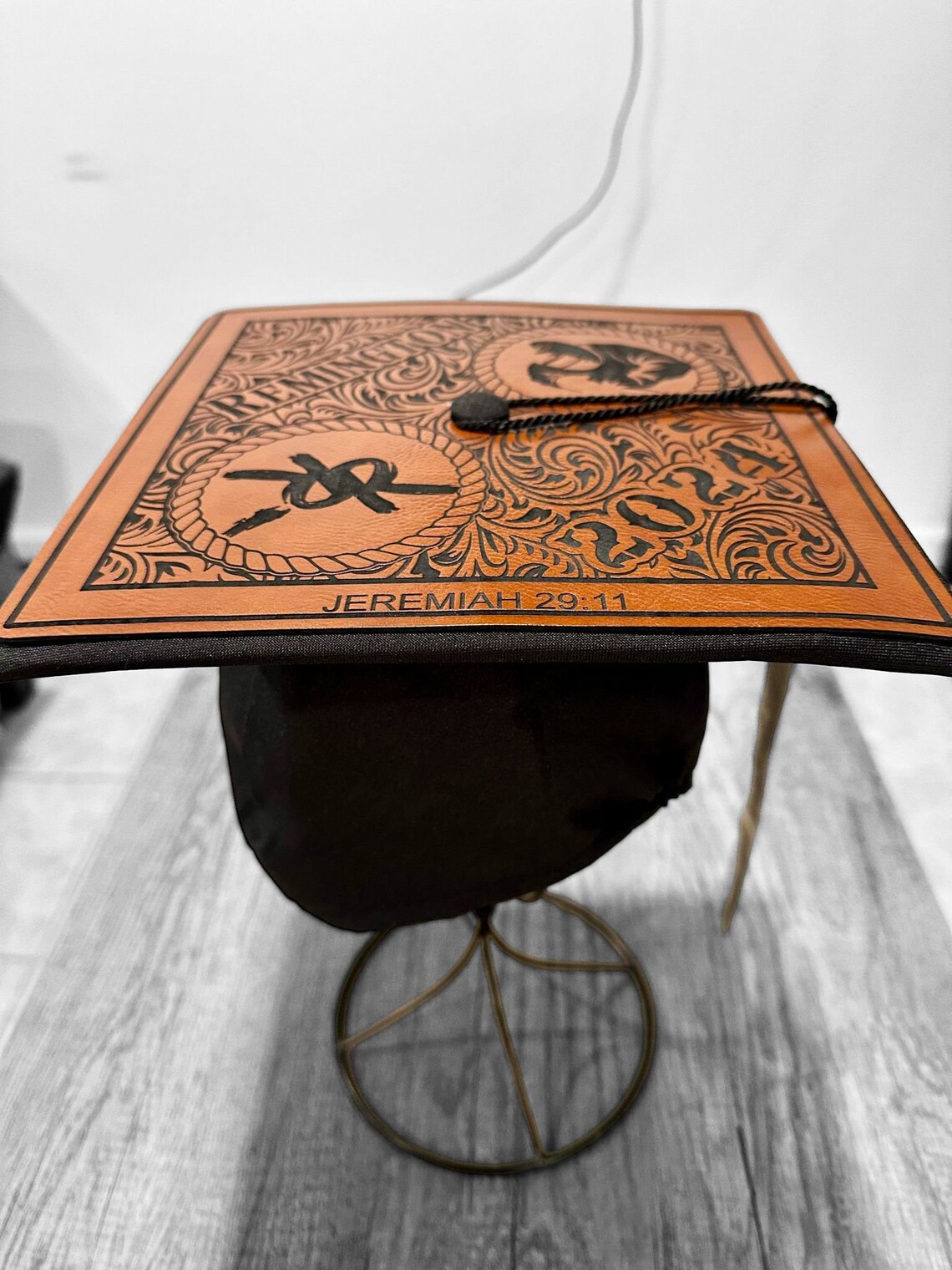 Custom Engraved Grad Cap Topper, Laser Cut Raw Vegan Leather ...