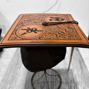 Custom Engraved Grad Cap Topper, Laser Cut Raw Vegan Leather ...