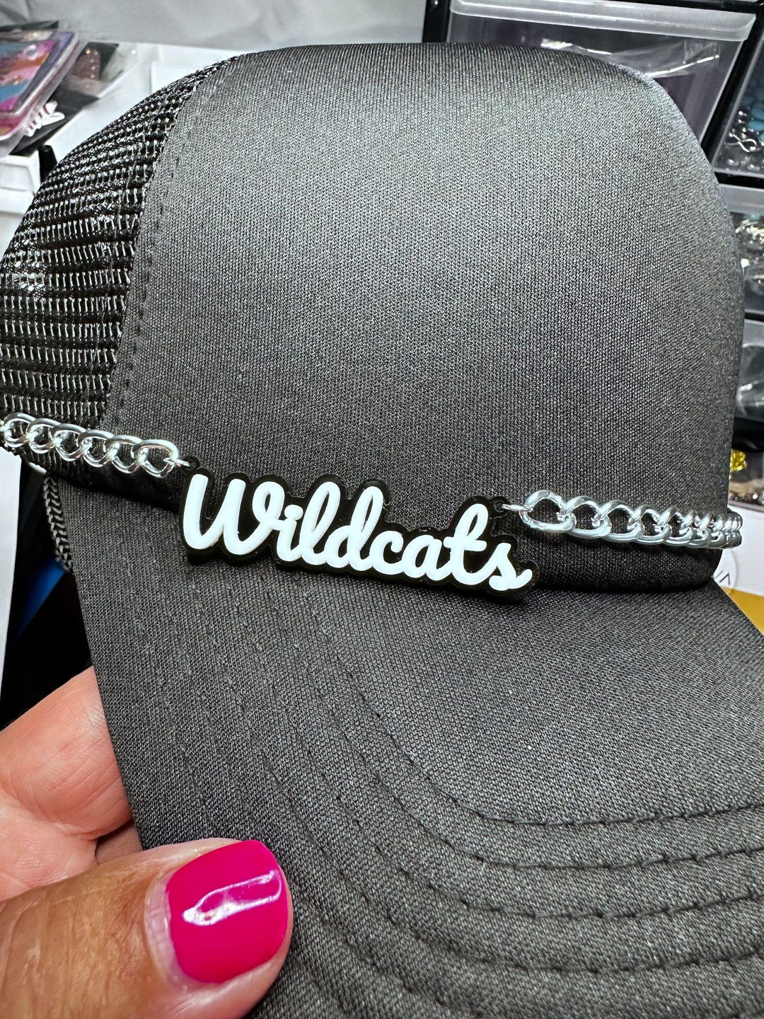 CUSTOM School Spirit Hat Chains, Hat Bar Products, Trucker Hat ...
