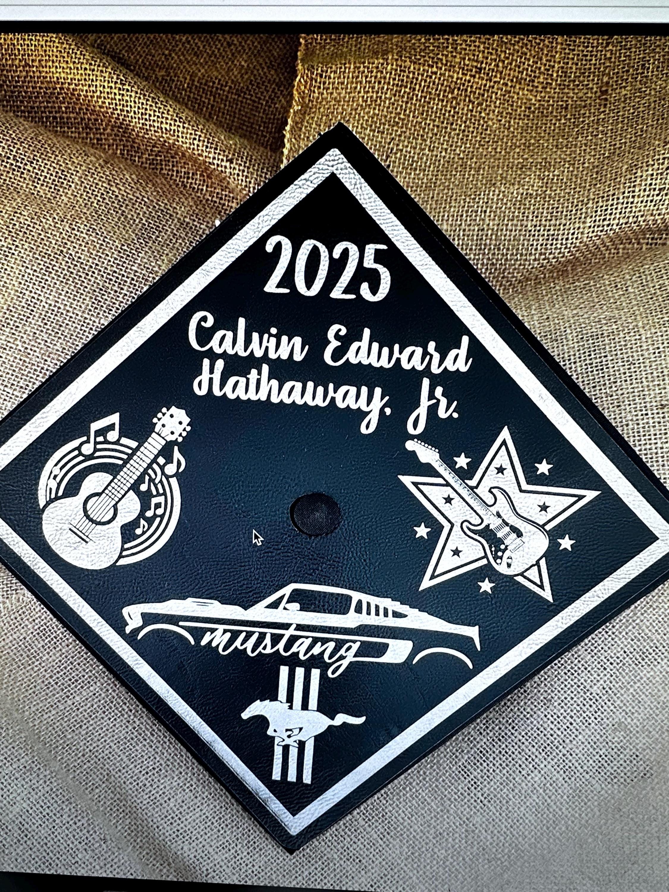 100% Custom Vegan Leather Engraved Graduation Cap Topper, 2025 ...