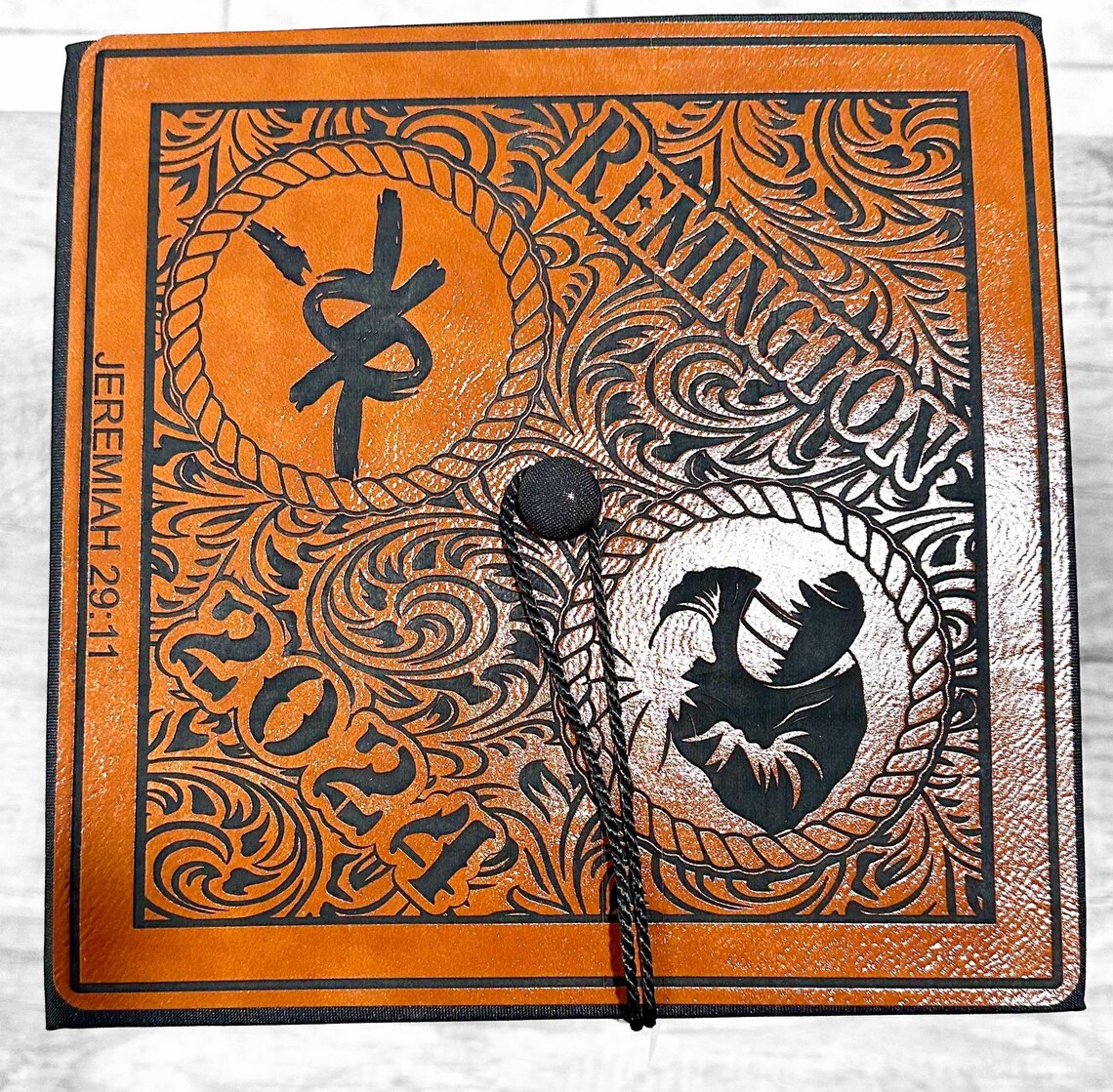 Custom Engraved Grad Cap Topper, Laser Cut Raw Vegan Leather ...
