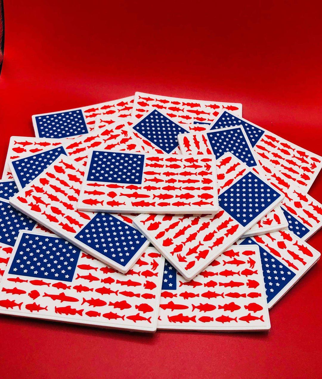 PVC Full-color Fishing Flag Patch, Hat Patch for Hat Bar, Trucker Hat Patch, Features Heat ...