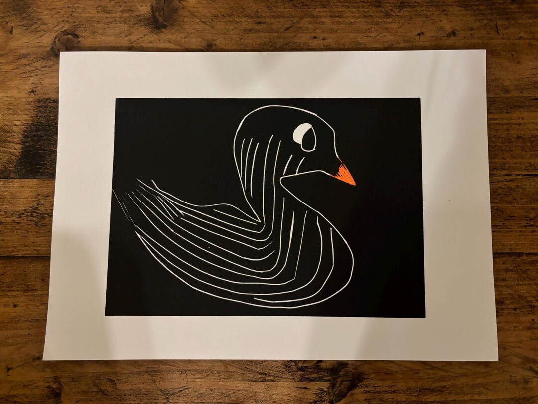 Original Duck Linocut Print - Etsy
