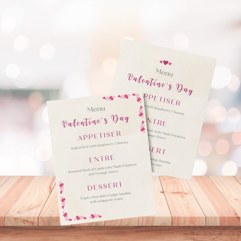 Valentine's Day Menu Template | Menu for Valentine's Day Template ...