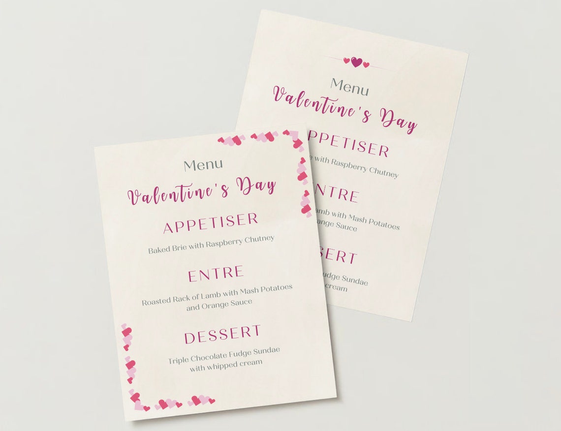 Valentines Day Menu Template Menu For Valentines Day Template
