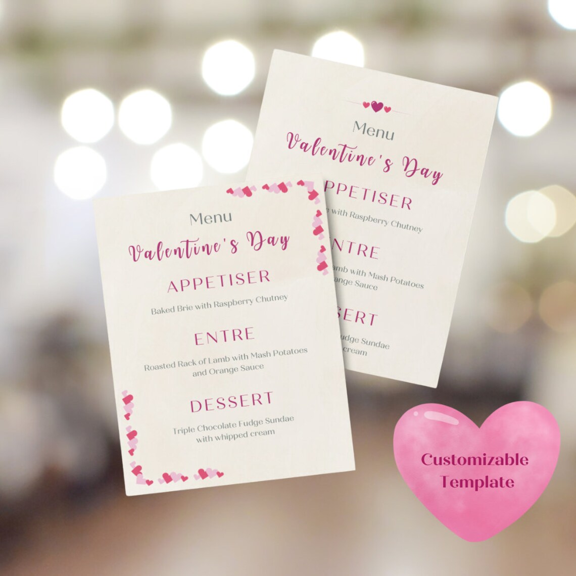 Valentine's Day Menu Template | Menu for Valentine's Day Template ...