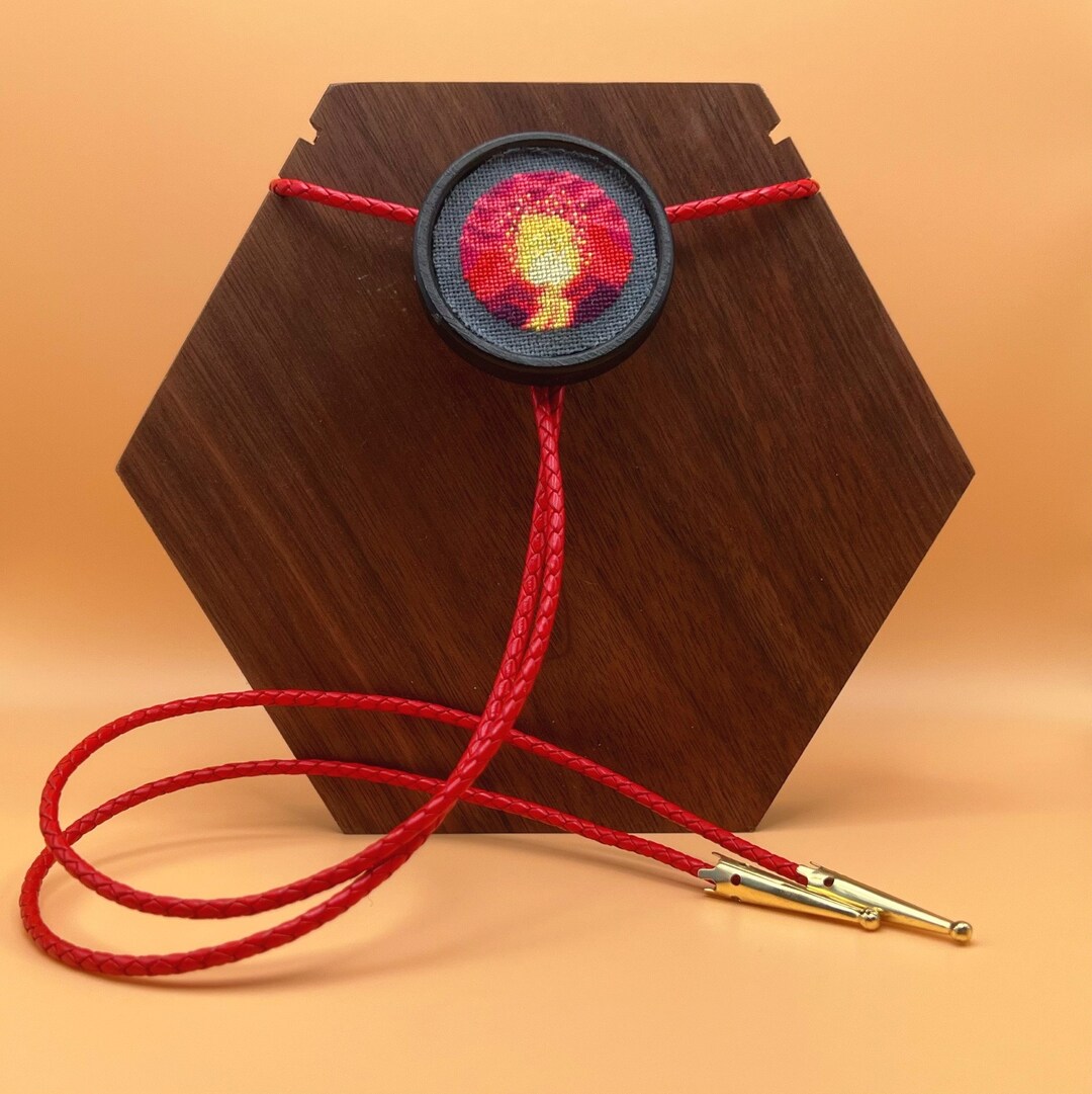 Volcano Cross Stitch Bolo Tie - Etsy