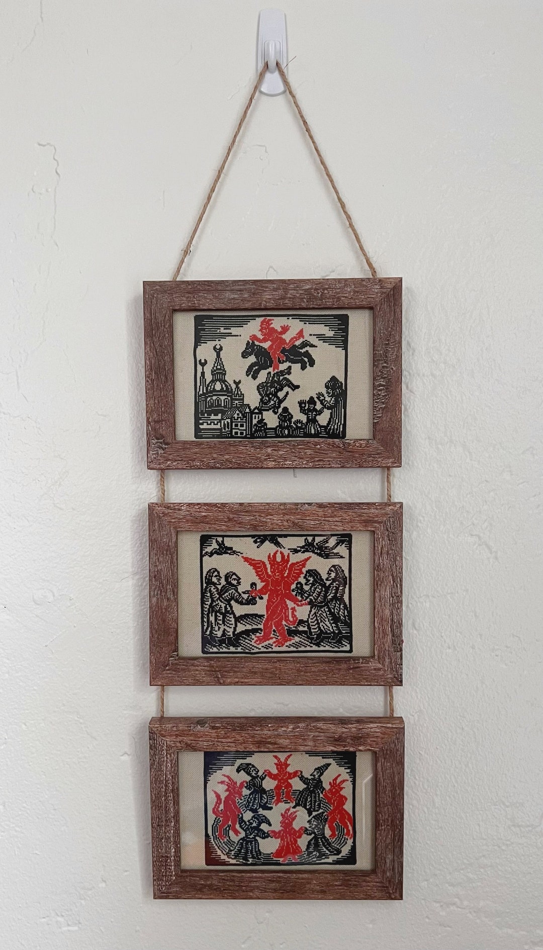 Demon Dance Woodcut Series Framed Cross Stitch - Etsy
