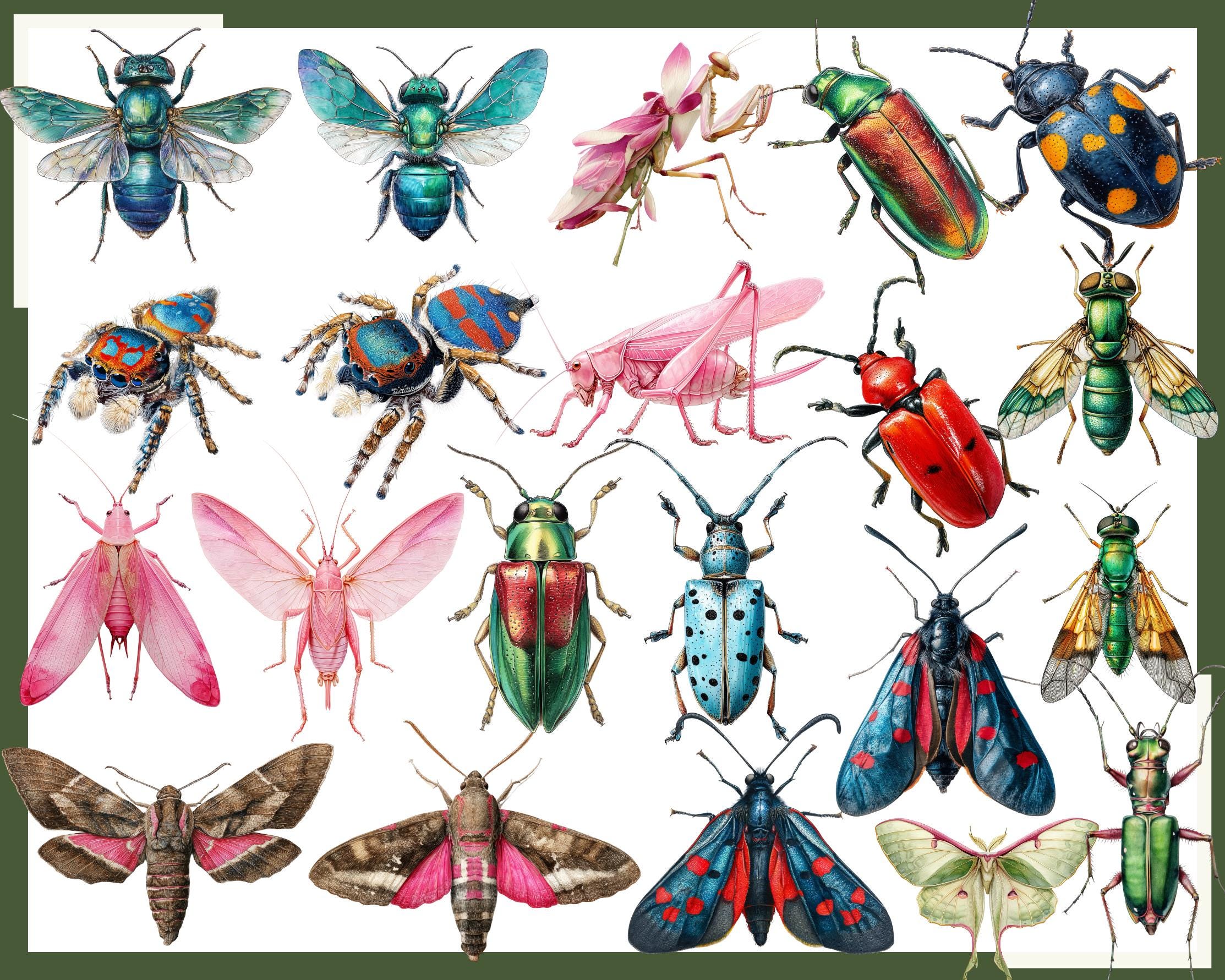 Insect Clipart: 160 Watercolor Bug Graphics (PNG) - Etsy