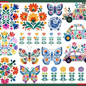 Otomi Clipart: Mexican Folk Art Animals & Flowers (300 DPI, PNG ...