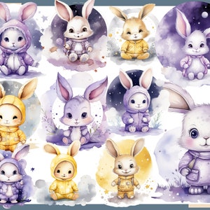 TEDDY-BEAR & HARE on the Moon - 100 Clip Arts (transparent Background ...