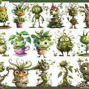 Quirky Plants Clip Art Bundle: 110 PNG Fairy Foliage (digital Download ...