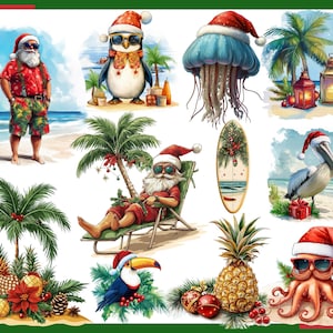 Tropical Christmas Clipart: Island Holiday PNG Graphics (120 Pc ...