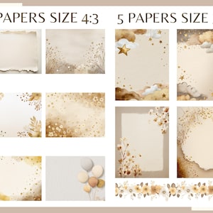 Beige Nursery Scrapbook Paper: 180 Watercolor Designs (digital Download ...