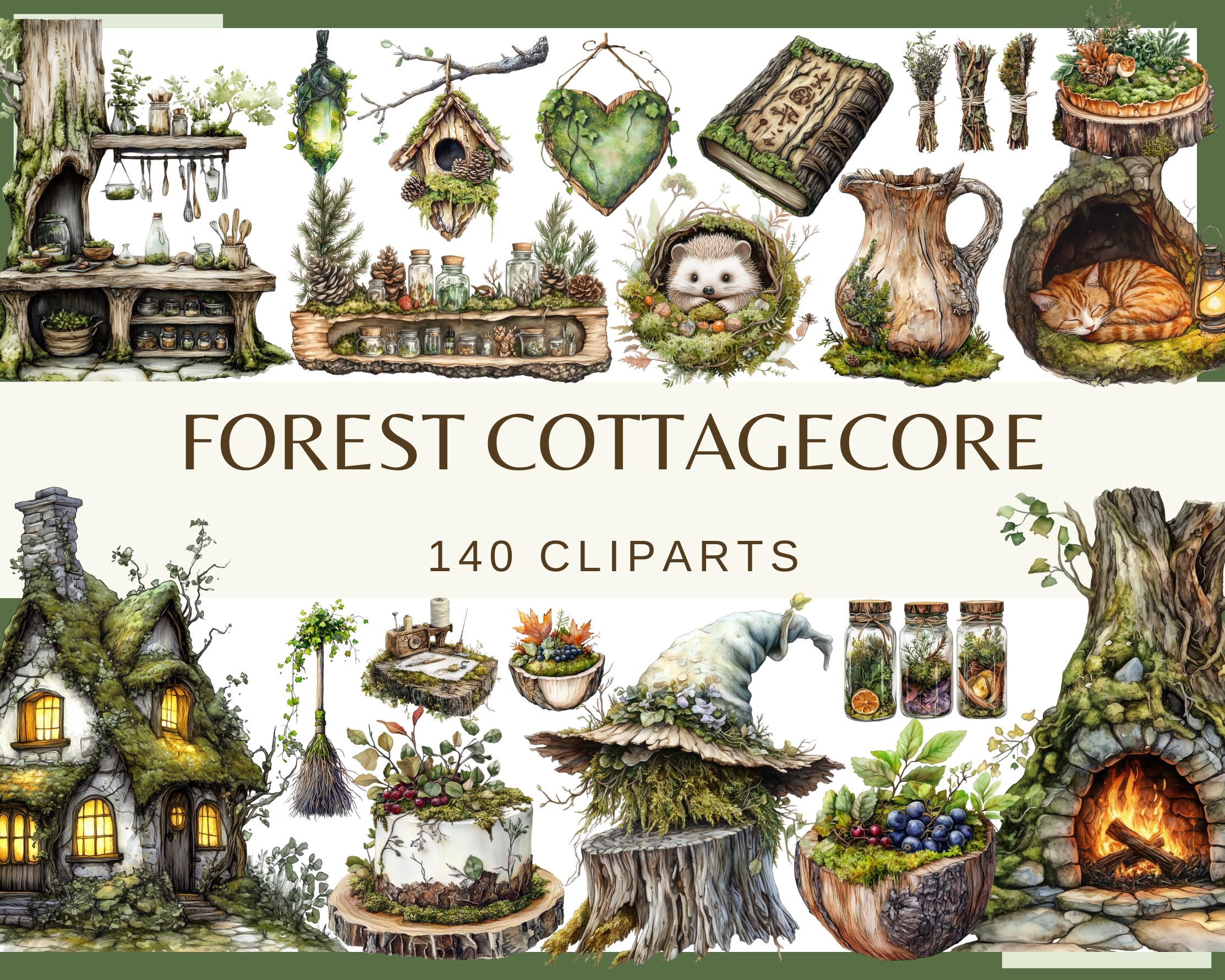 Cottagecore Forest Clipart: Watercolor Fairy Tale PNG (digital Download ...