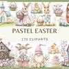 Rainbow Watercolor Pastel Easter Bunnies Peeps PNG Digital Clip Art ...
