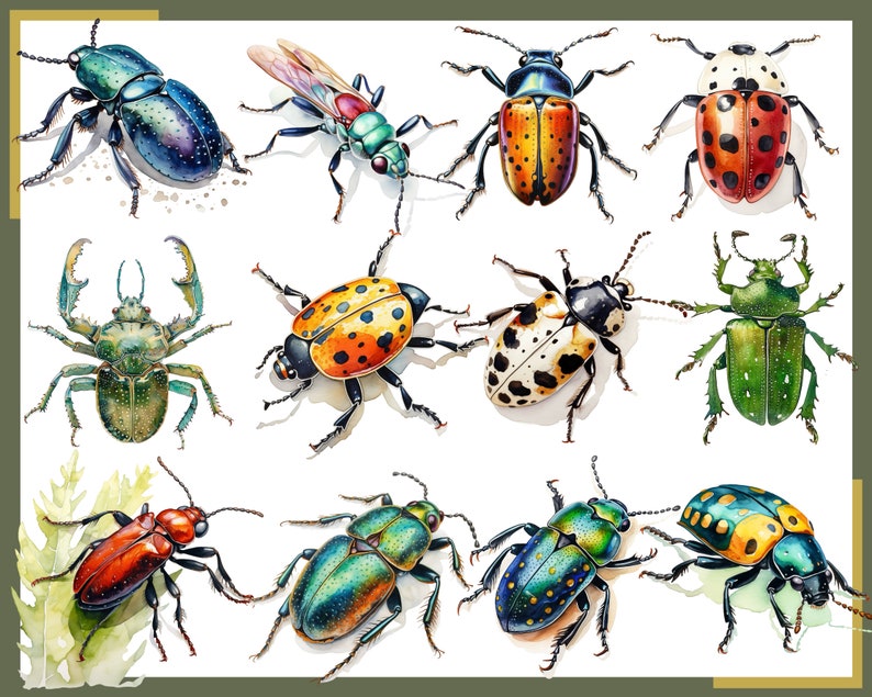 Watercolor Insect Clipart: 100 Bug Graphics (PNG) - Etsy