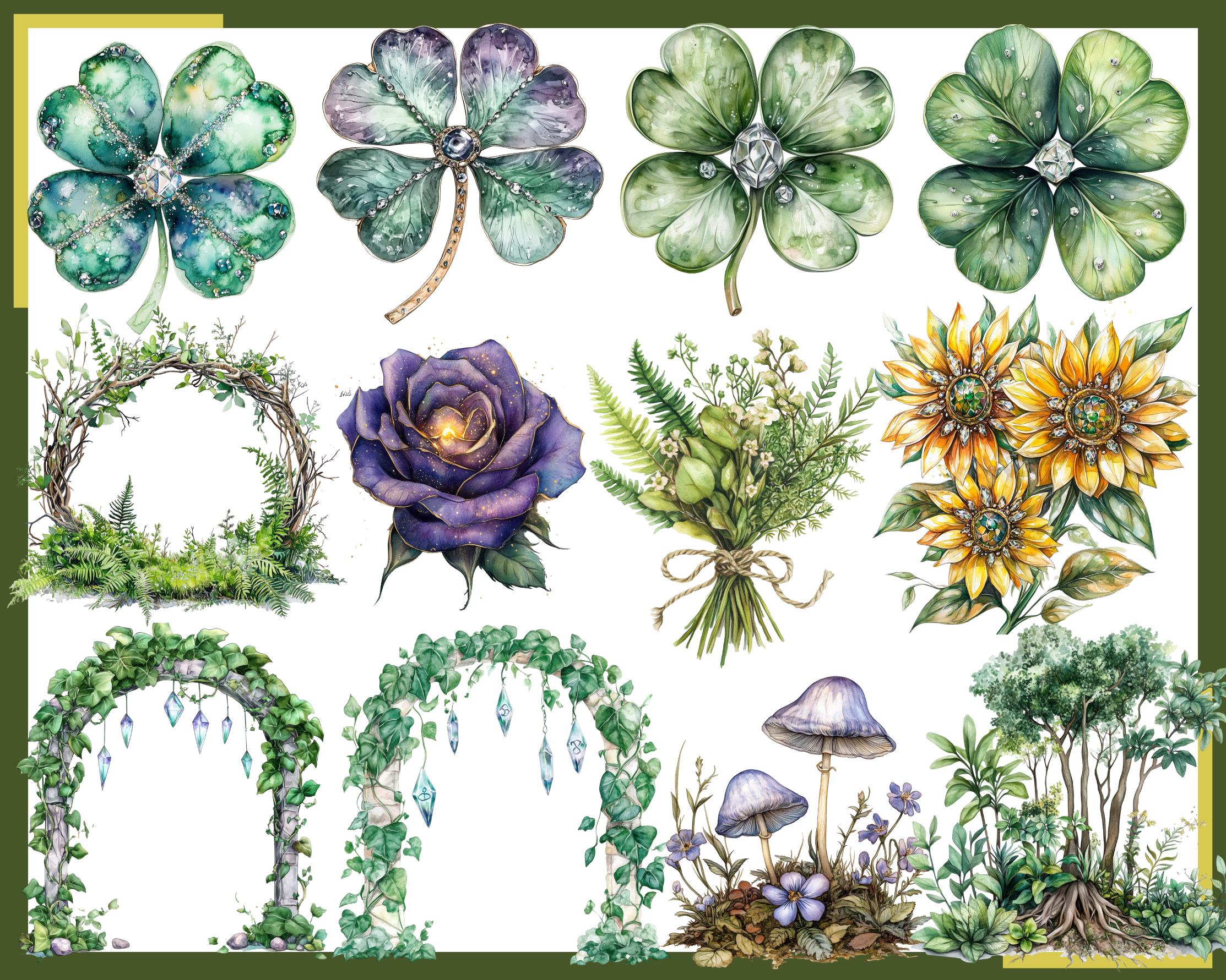 Fantasy Forest Clipart: Watercolor Woodland PNG, Fairy Tale Elements ...