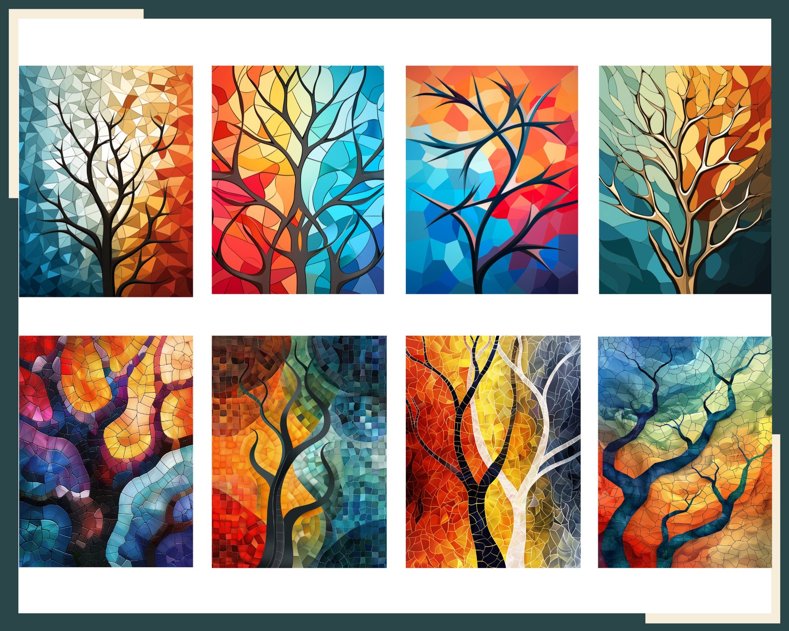 Abstract Trees Art Prints: Commercial Use Digital Paper (300 DPI) - Etsy
