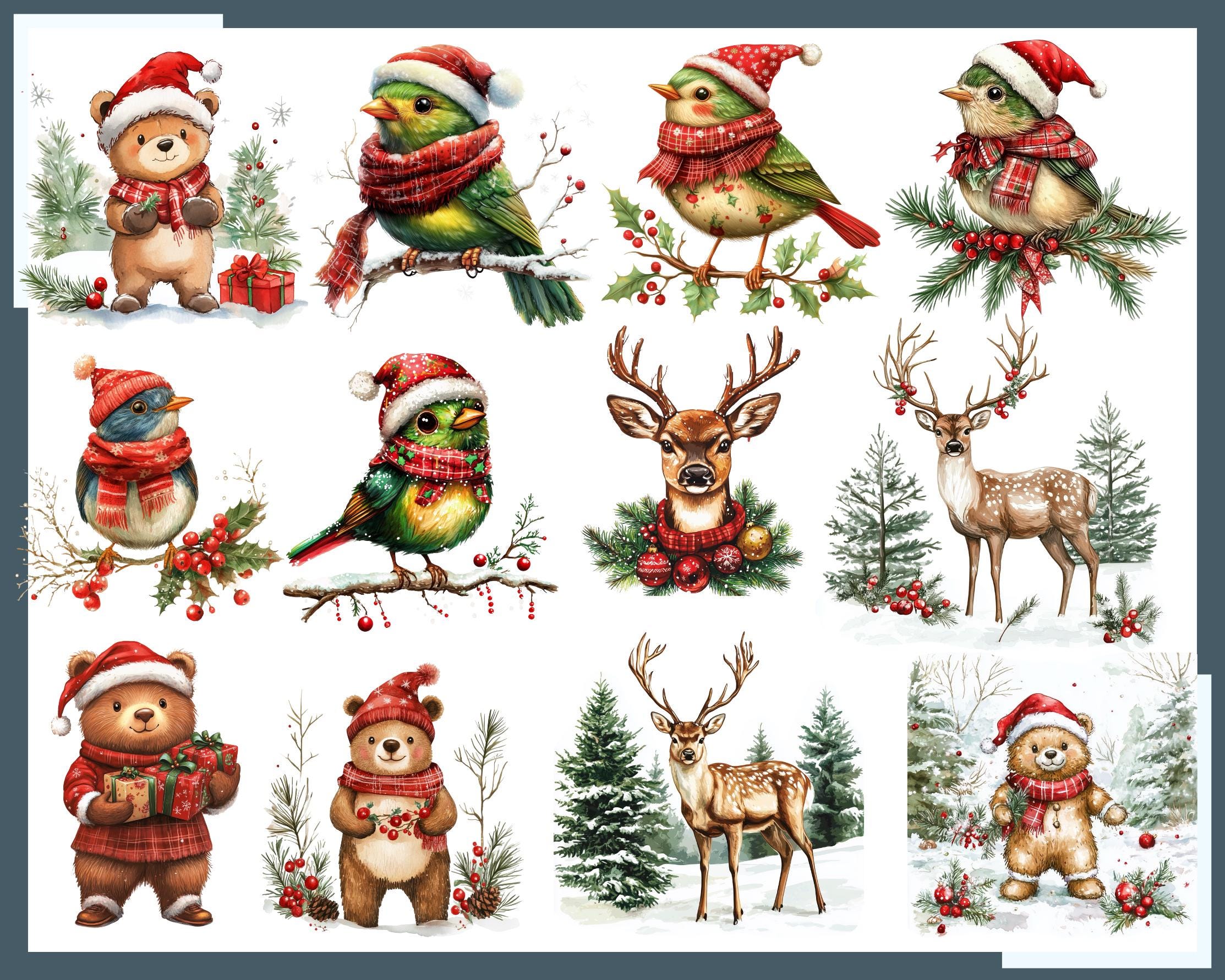 Christmas Woodland Clipart: 120 Animal & Fairy Graphics (digital ...