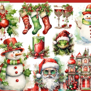 Red & Green Christmas Clip Art Bundle (110 PNG) - Etsy