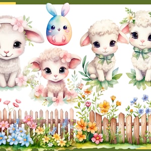 CUTE KAWAII EASTER - 100 Watercolor Clip Arts (transparent Background ...