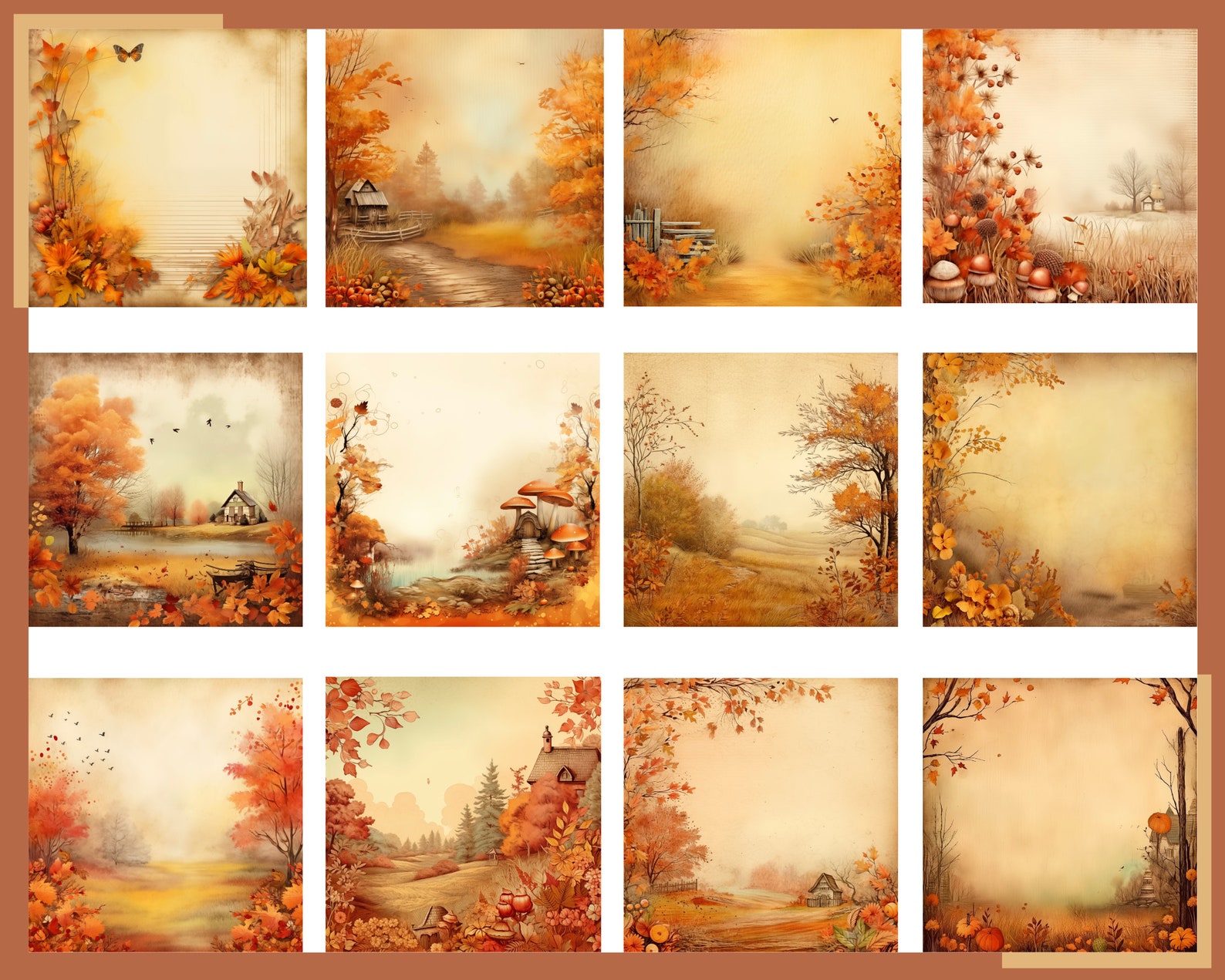 Autumn Scrapbook Papers: 100 Fall Digital Patterns (300 Dpi) - Etsy