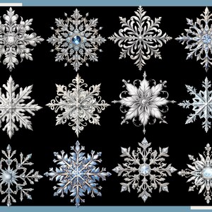 Gold & Silver Snowflake Clipart: Watercolor Christmas Designs (PNG, 300 ...