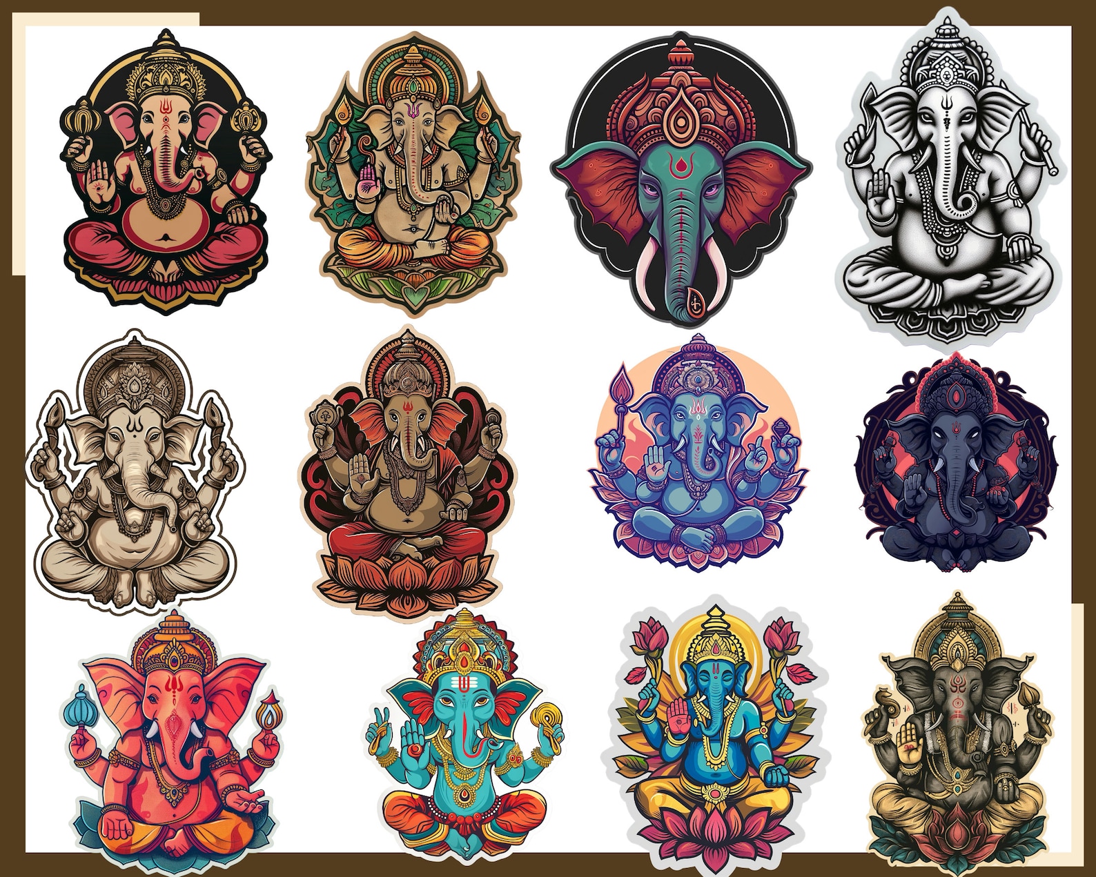 Hindu Gods Stickers: Shiva, Durga, Lakshmi, Vishnu, Ganesha (100 Pc ...