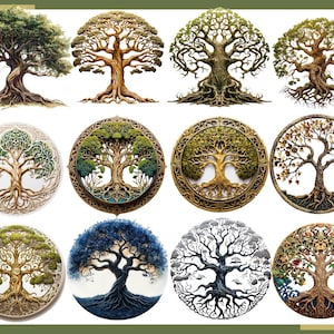 Sacred Tree of Life Clip Art: Esoteric Fantasy Trees (100 PNG, 300 DPI ...