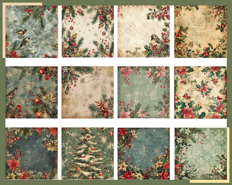 Vintage Christmas Digital Paper: 100 Winter Holiday Designs (300 Dpi ...