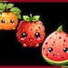 CUTE KAWAII FRUITS - 100 Clip Arts (300 Dpi, Fruit, Transparent ...