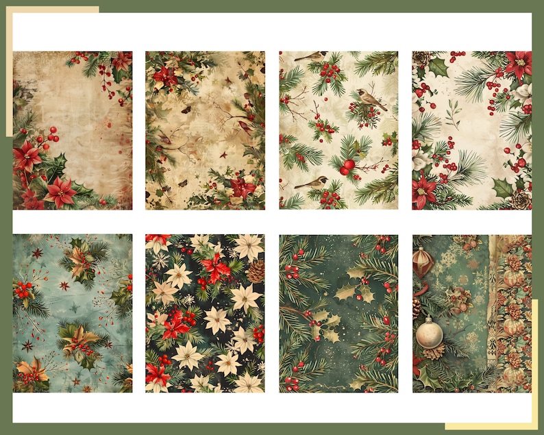 Vintage Christmas Digital Paper: 100 Winter Holiday Designs (300 Dpi ...