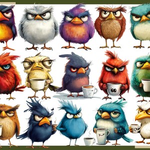 Grumpy Birds Clipart: Funny Tired Bird PNG Images (110 Files) (digital ...