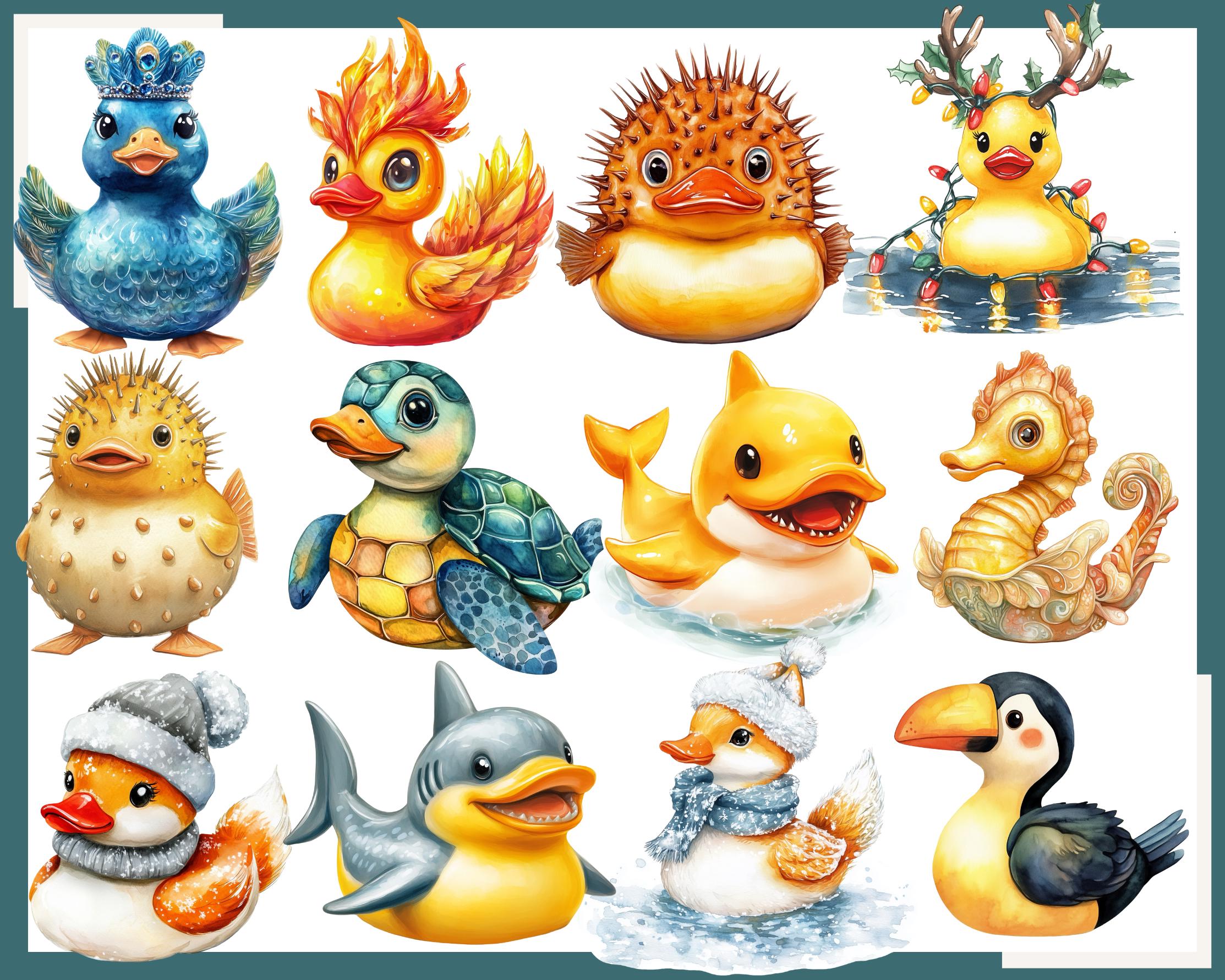 Watercolor Rubber Duck Clipart: 130 Unique Animal Styles (PNG Pack) - Etsy