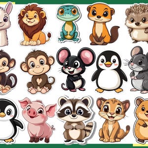 ANIMAL STICKER - 120 Clip Arts (300 Dpi, Cute Animals, Baby Animals ...