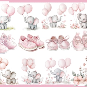 Pink Elephant Watercolor Clipart: 130 PNG Images (commercial Use) - Etsy