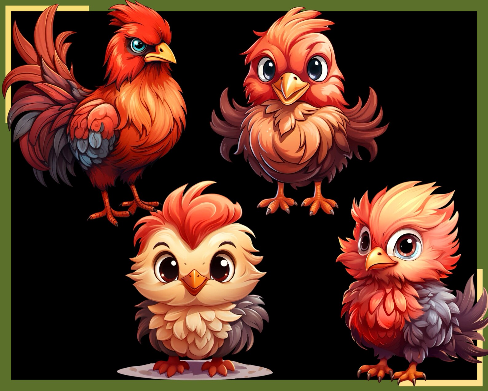 KAWAII FARM ANIMALS 80 Clip Arts 300 Dpi, Cute Animals, Baby Animals ...