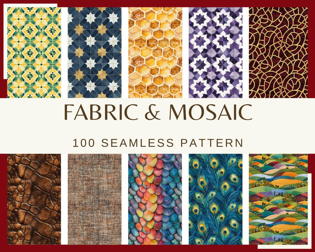 Fabric & Mosaic Seamless Pattern Set: 100 Designs (digital Download) - Etsy