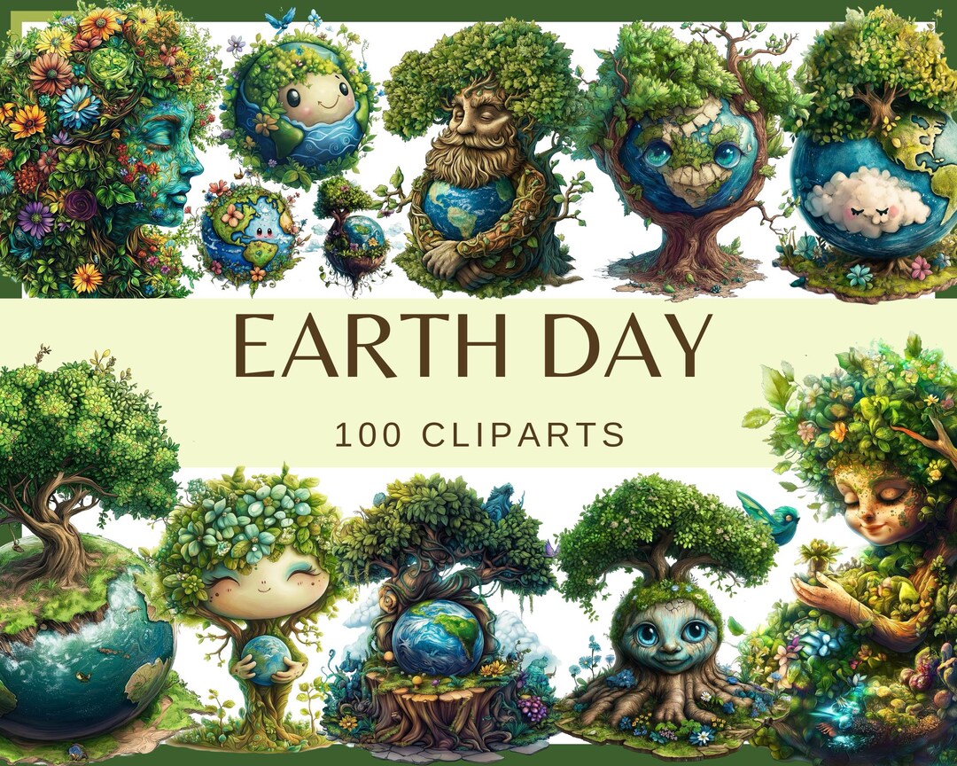 EARTH DAY - 100 Clip Arts (300 Dpi, Floral, Png, Save the Earth Digital ...